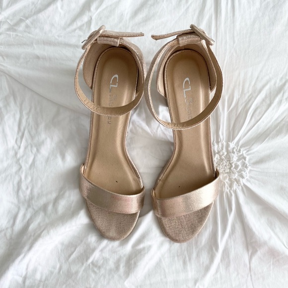 CL by Laundry | Shoes | Metallic Gold Block Heels | Poshmark